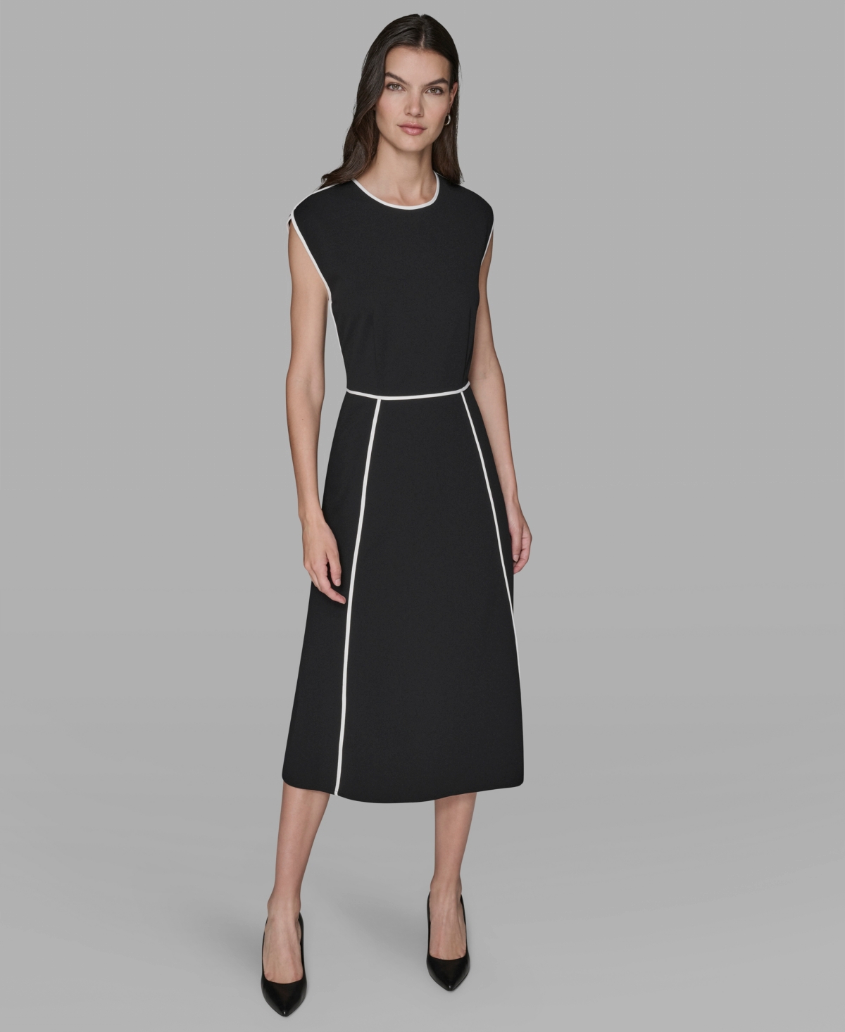 Click here for Karl Lagerfeld Paris Womens Piped-Trim Fit and Fla... prices