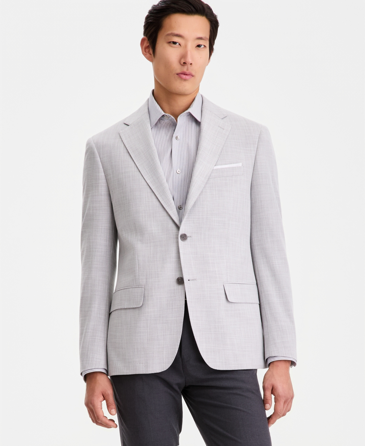 Calvin Klein Mens Pattern Slim-Fit Blazer - Grey