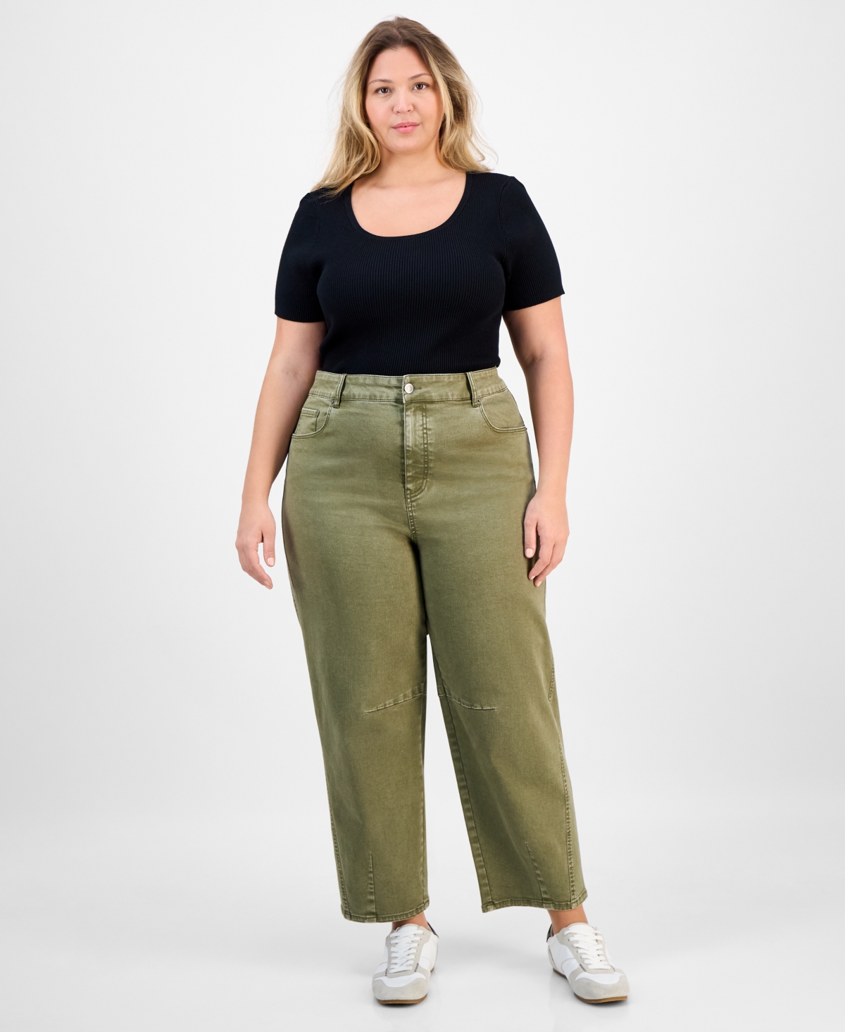 Click here for And Now This Trendy Plus Size High-Rise Barrel-Leg... prices