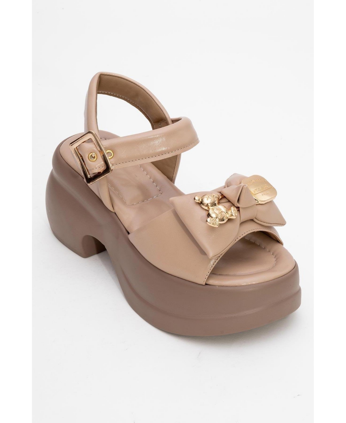 Click here for Merida Buckle Platform Sandal (Women) - Dark beige... prices