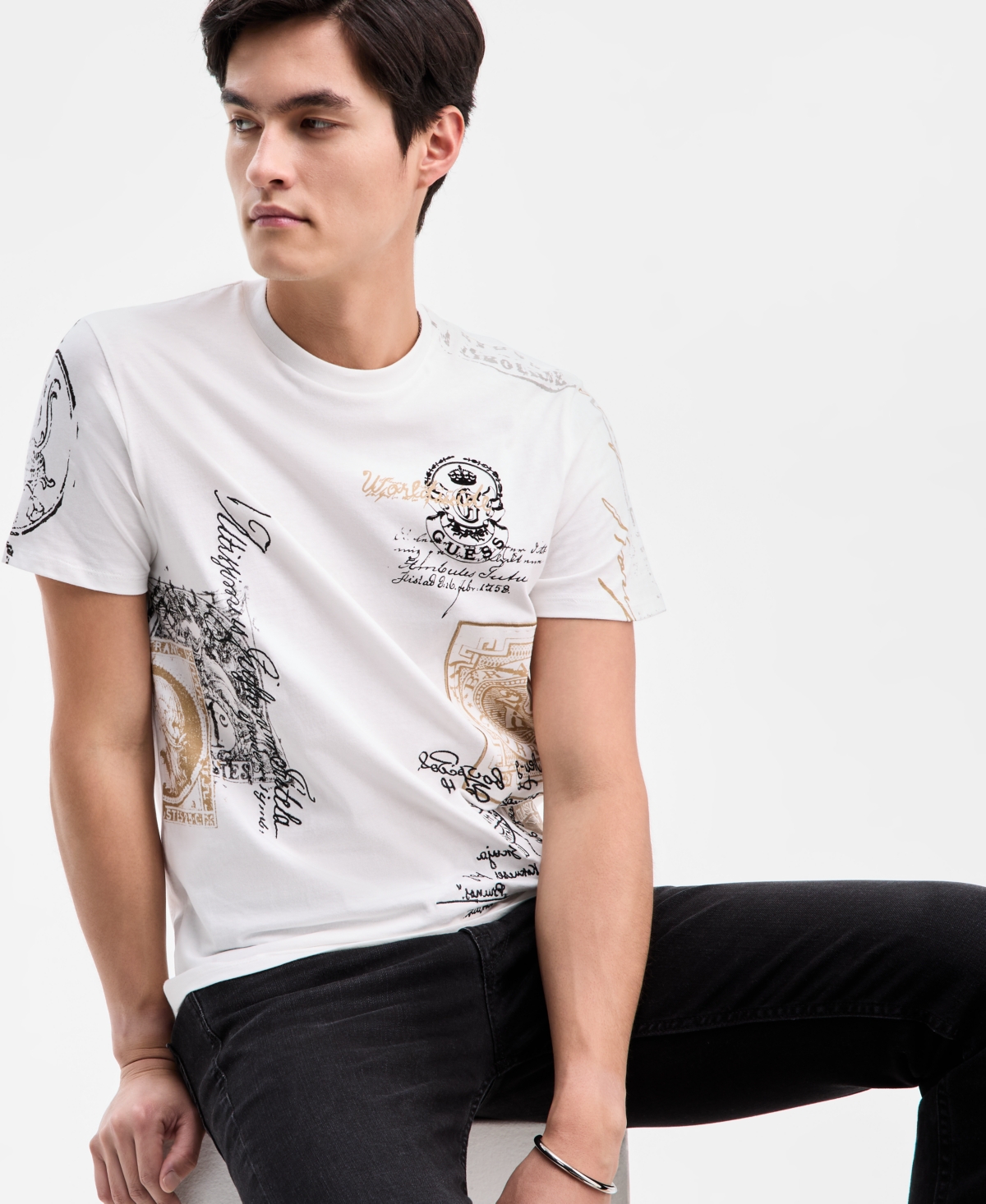 Click here for Guess Mens 1981 Postage Embroidered & Print T-Shir... prices