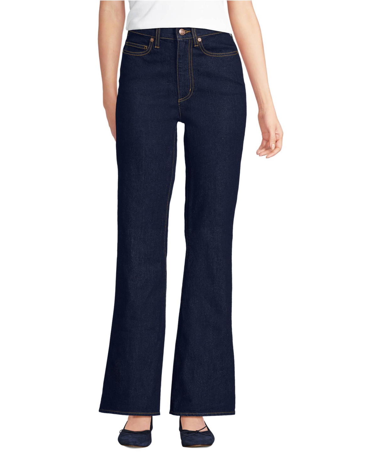 Click here for Lands End Womens Soft Denim High Rise Classic Flar... prices