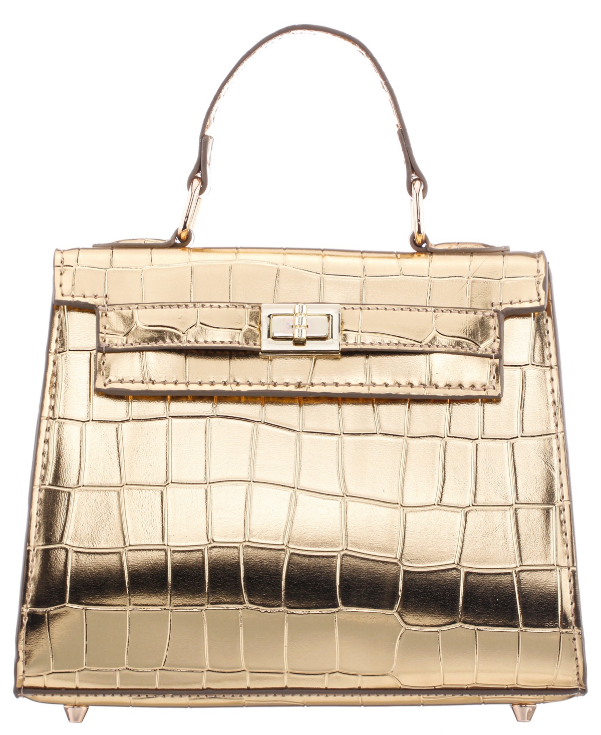 Click here for Nina Mini Croco Embossed Magnetic Snap Satchel Bag... prices
