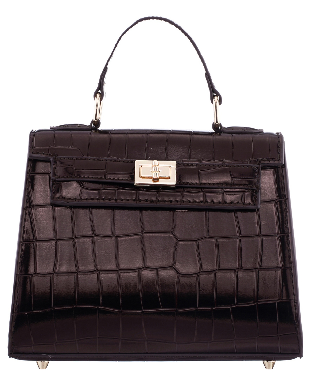 Click here for Nina Mini Croco Embossed Magnetic Snap Satchel Bag... prices