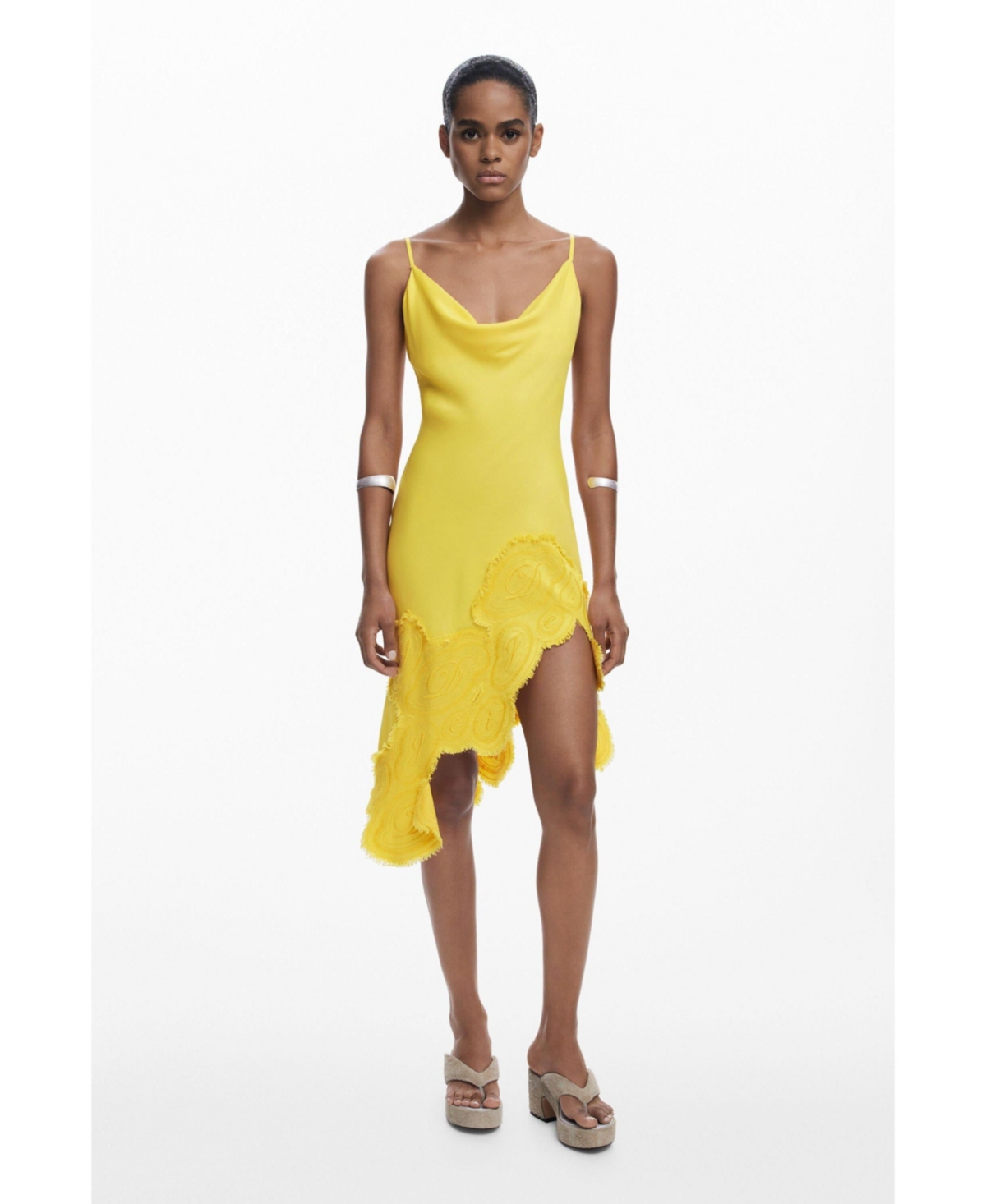 Click here for Desigual Womens Asymmetric slip dress - Yellow prices