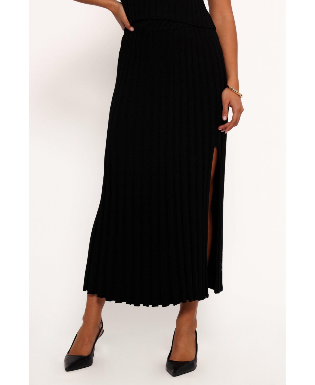 Click here for Petal and Pup Womens Carson Knit Midi Skirt - Blac... prices