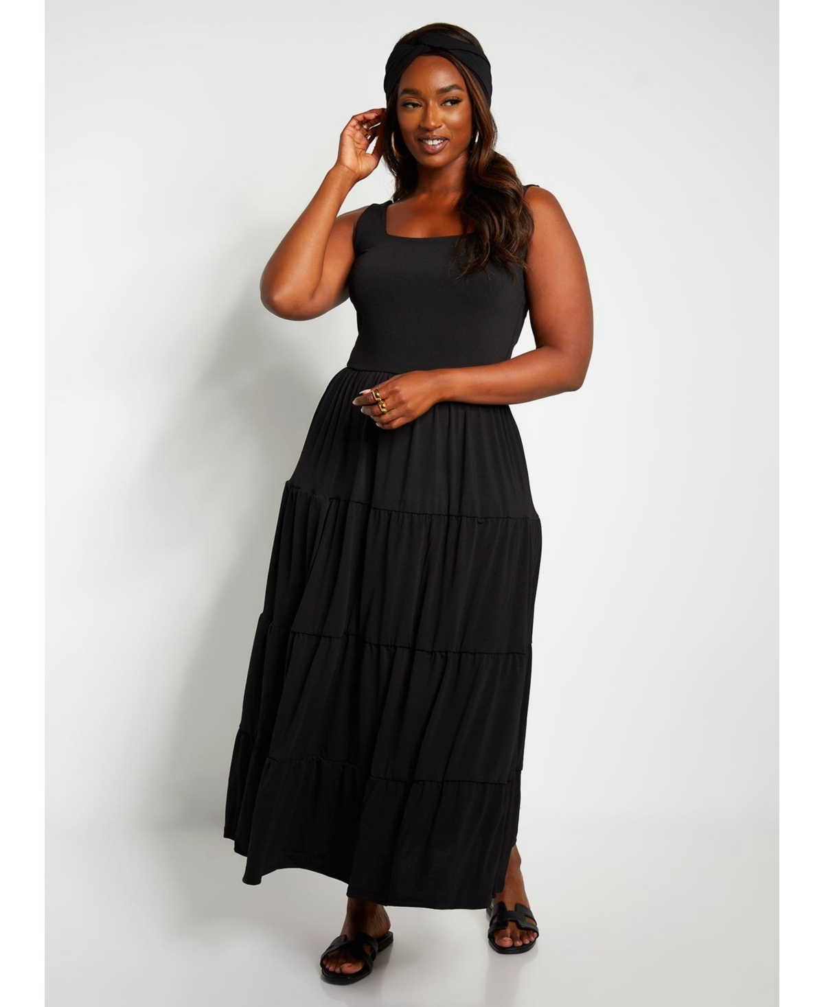 Click here for Rebdolls Womens Tiered Maxi Skater Dress W. Turban... prices