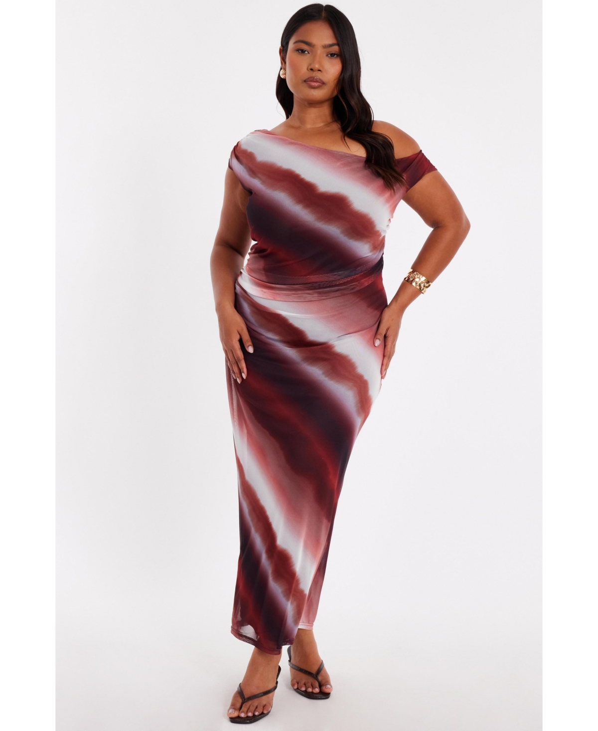 Click here for Quiz Womens Plus Size Mesh Ombre Tie Shoulder Maxi... prices
