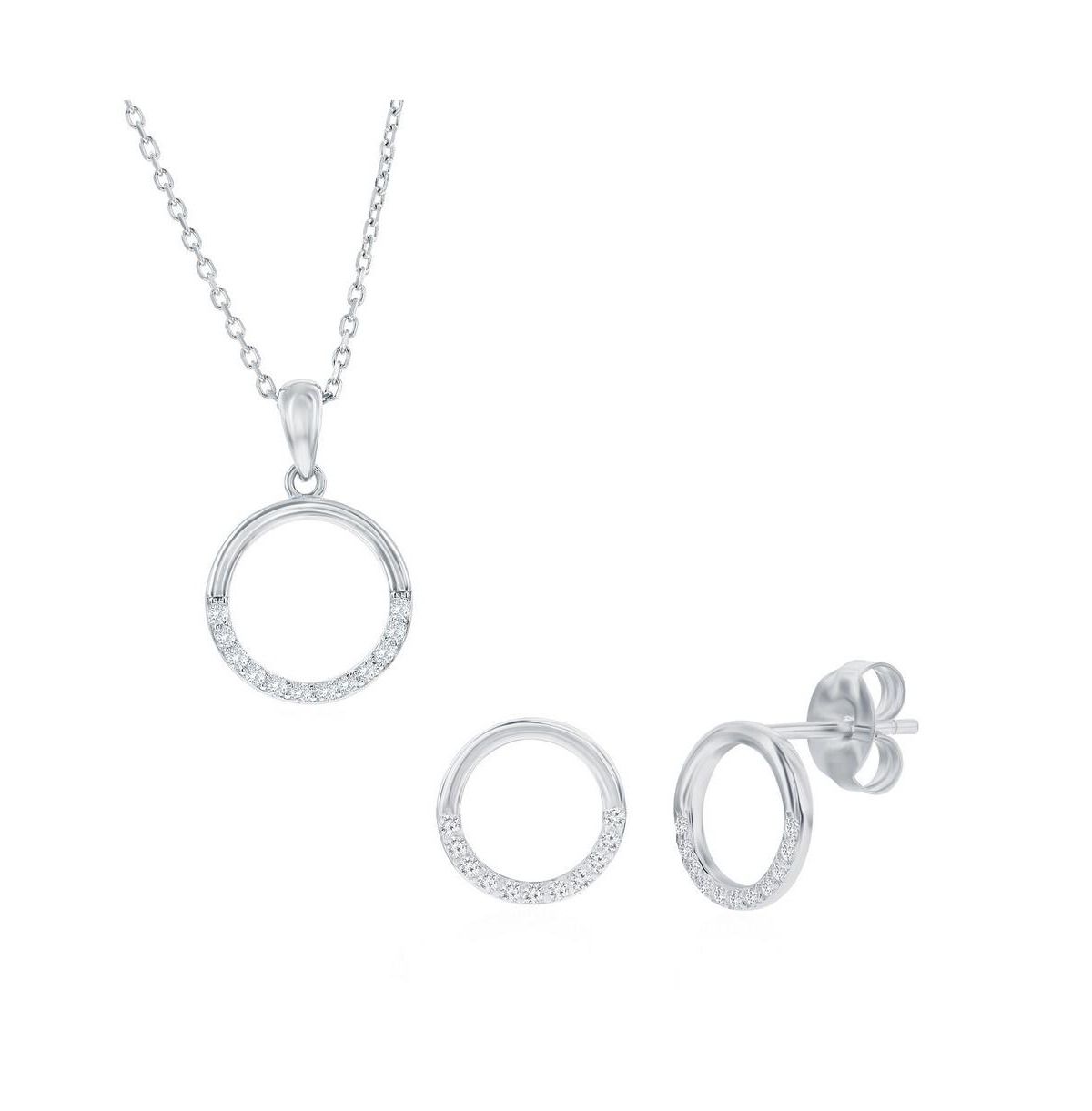Click here for Simona Sterling Silver  Polished & Cz Circle Neckl... prices