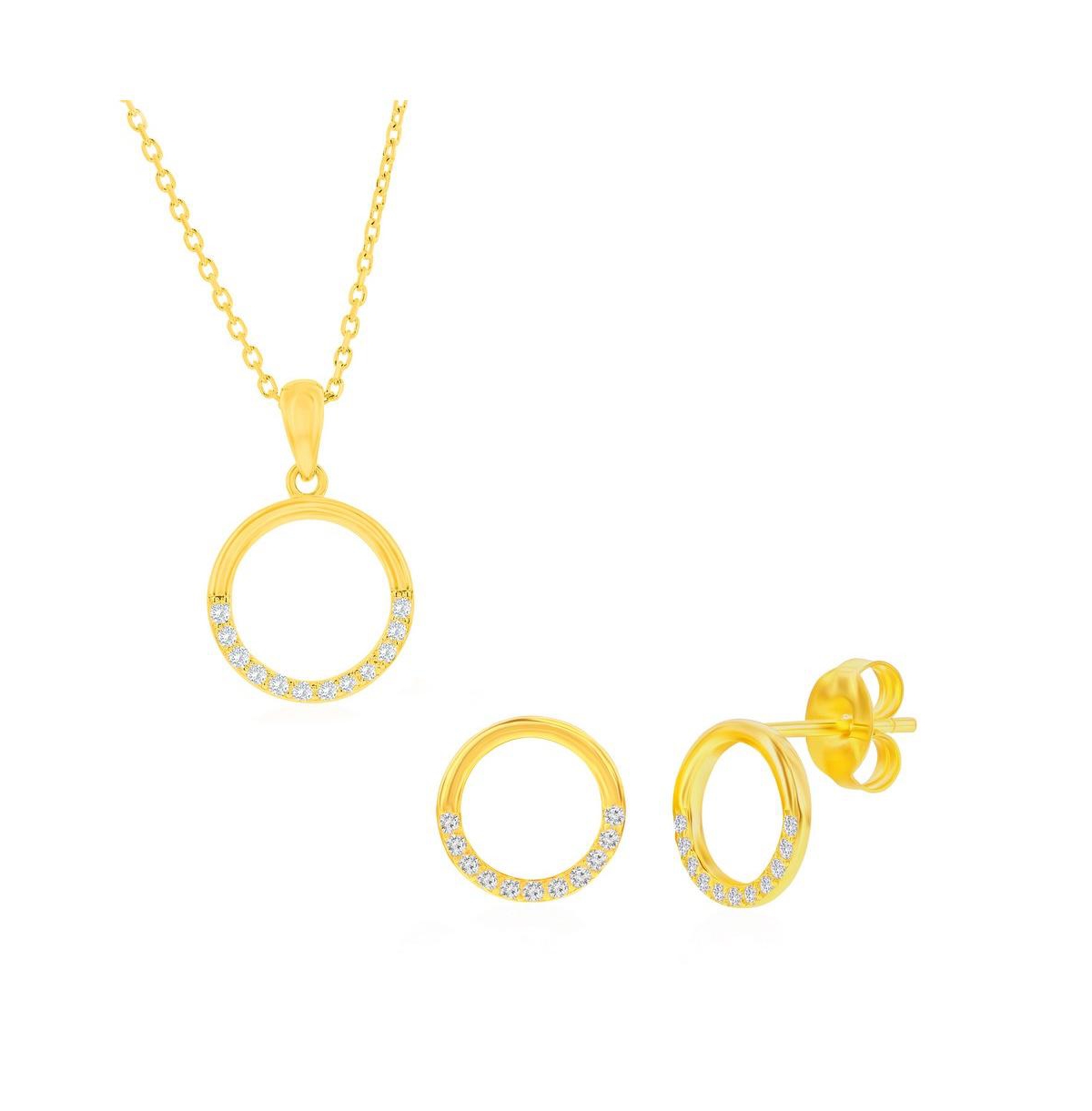 Click here for Simona Sterling Silver  Polished & Cz Circle Neckl... prices