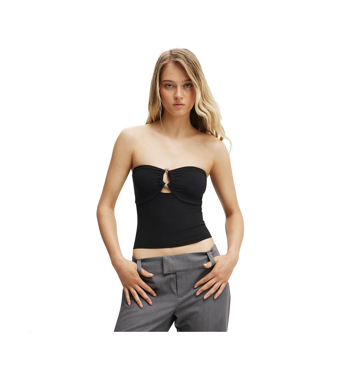 Click here for Cotton On Womens Trim Buckle Detail Tube Top - Bla... prices