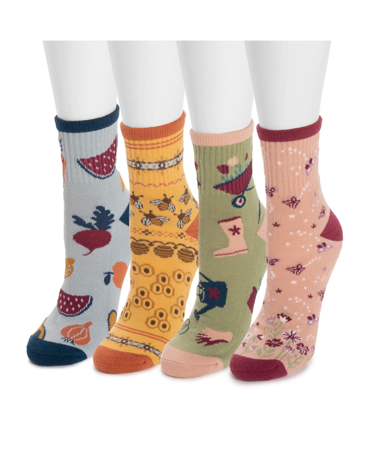 Click here for Muk Luks Womens 4 Pk Qtr Crew Novelty - Multi prices