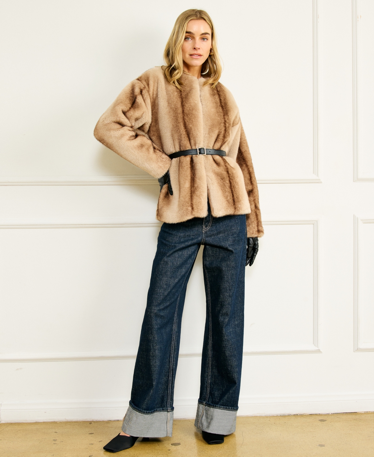 Click here for Line & Dot Womens Crewneck Jacket - Latte prices