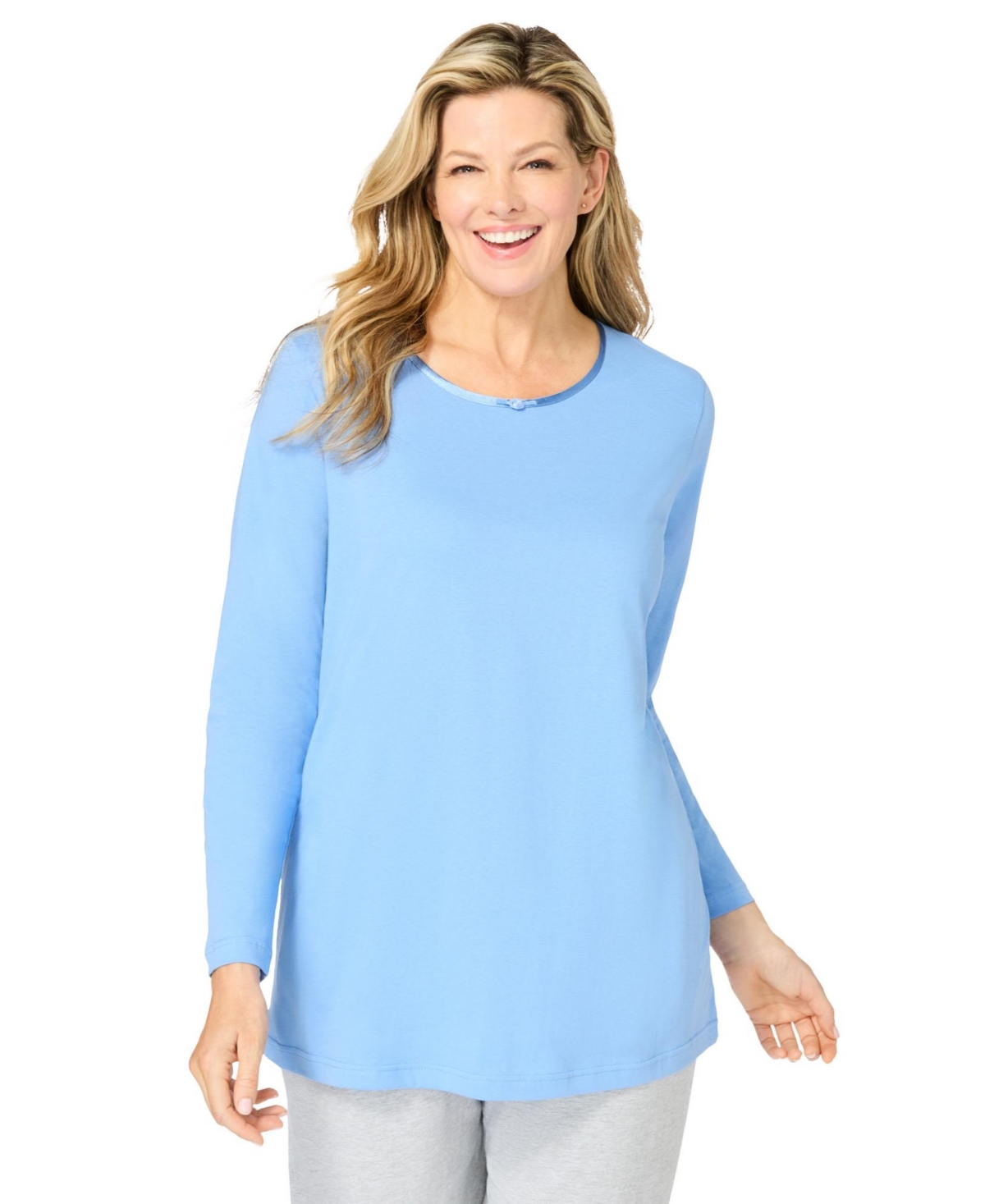 Click here for Dreams & Co. Womens Satin Trim Sleep Tee - French... prices