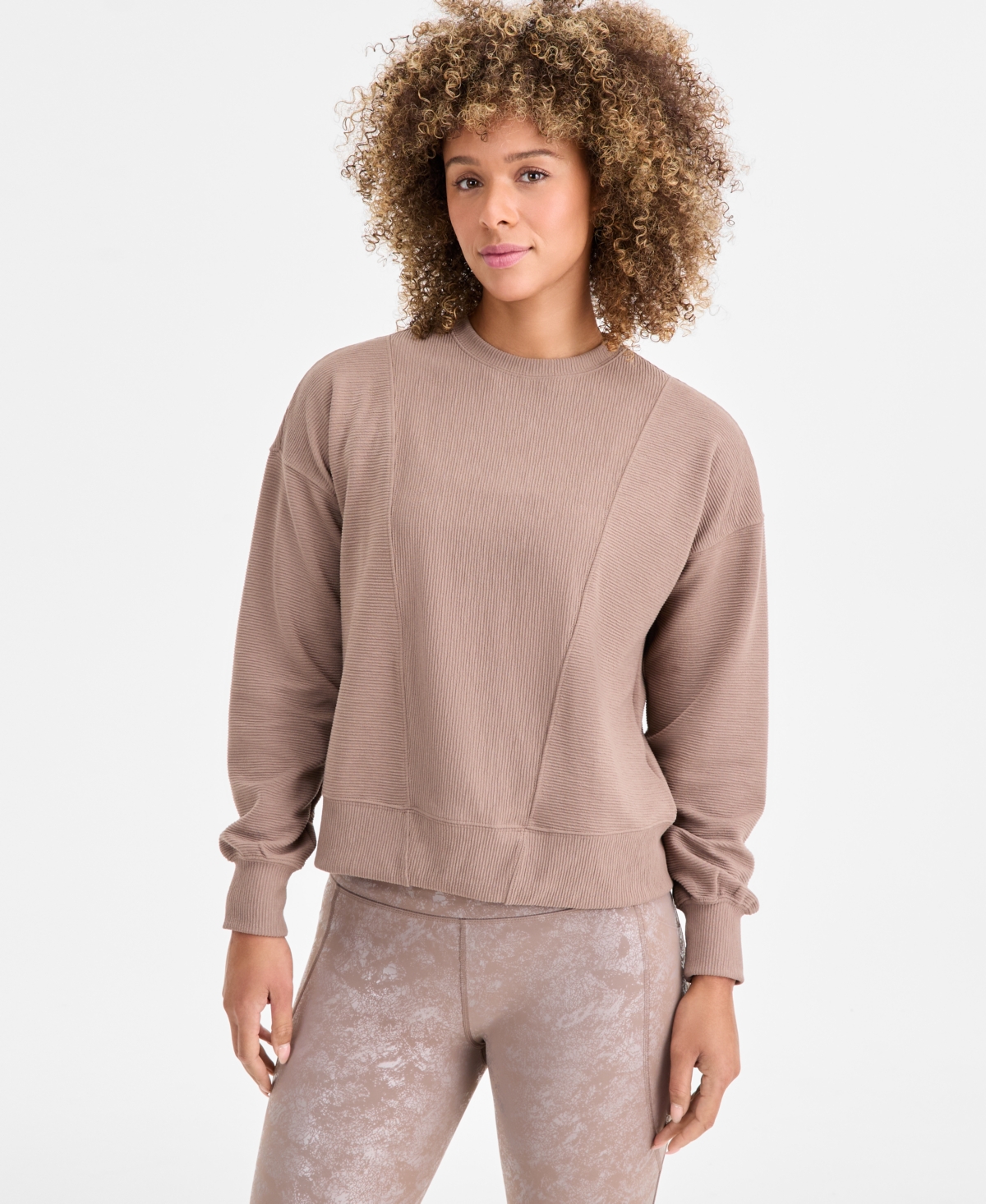 Click here for Id Ideology Womens Ribbed Knit Crewneck Sweatshirt... prices