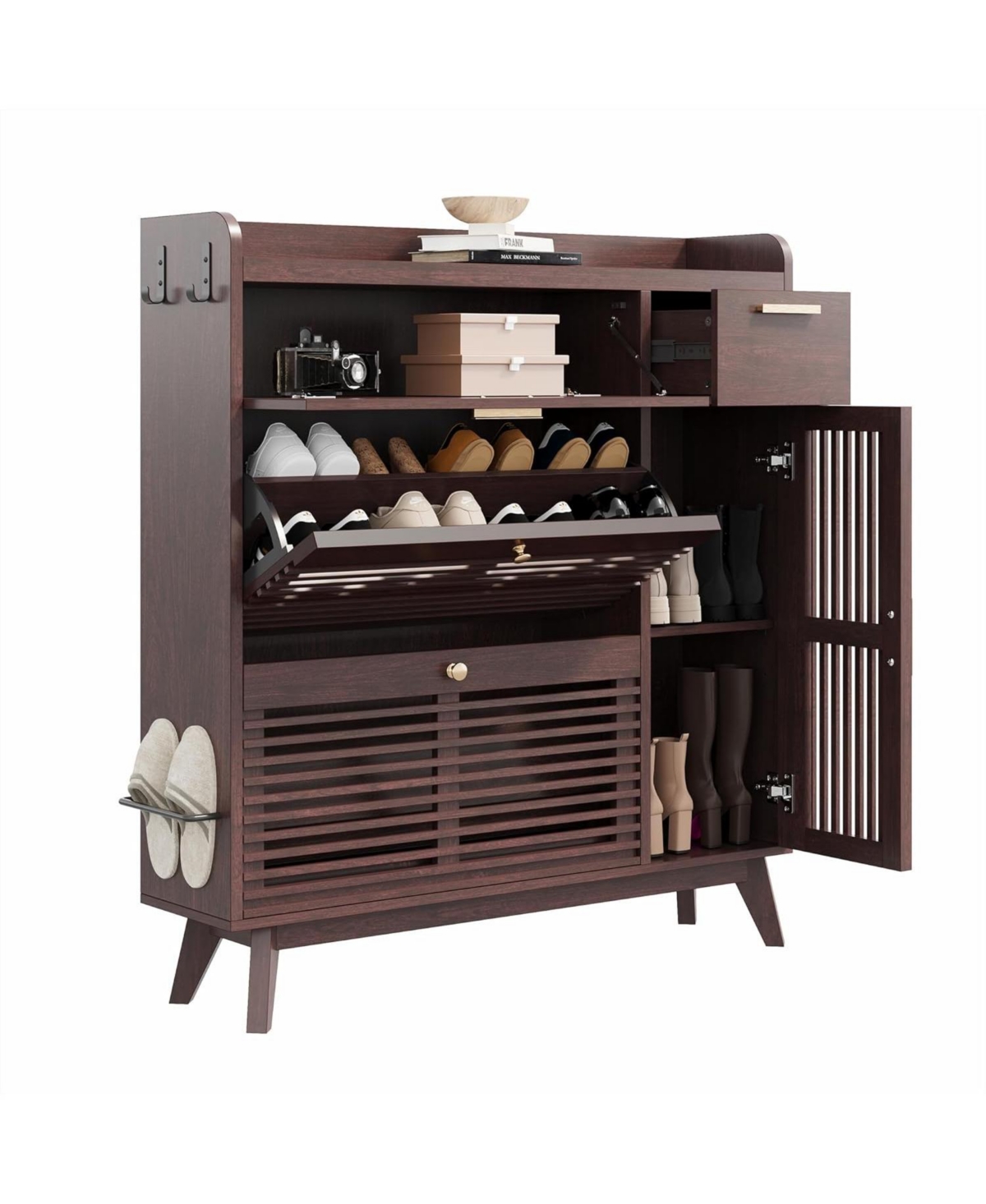 Click here for Shoe Cabinet with 2 Flip Drawers & Grille Doors  N... prices