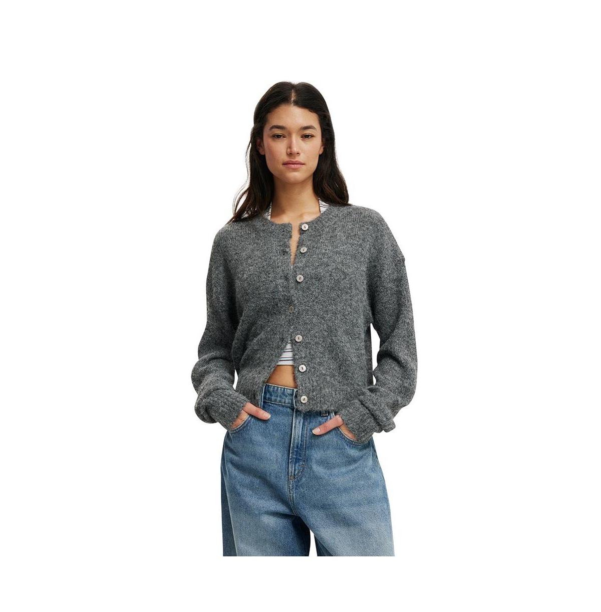 Click here for Cotton On Womens Lofty Luxe Crew Cardigan - Charco... prices