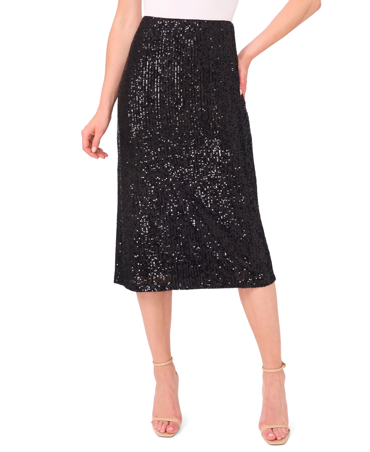 Click here for CeCe Womens Pencil Sequin Midi Skirt - Rich Black prices