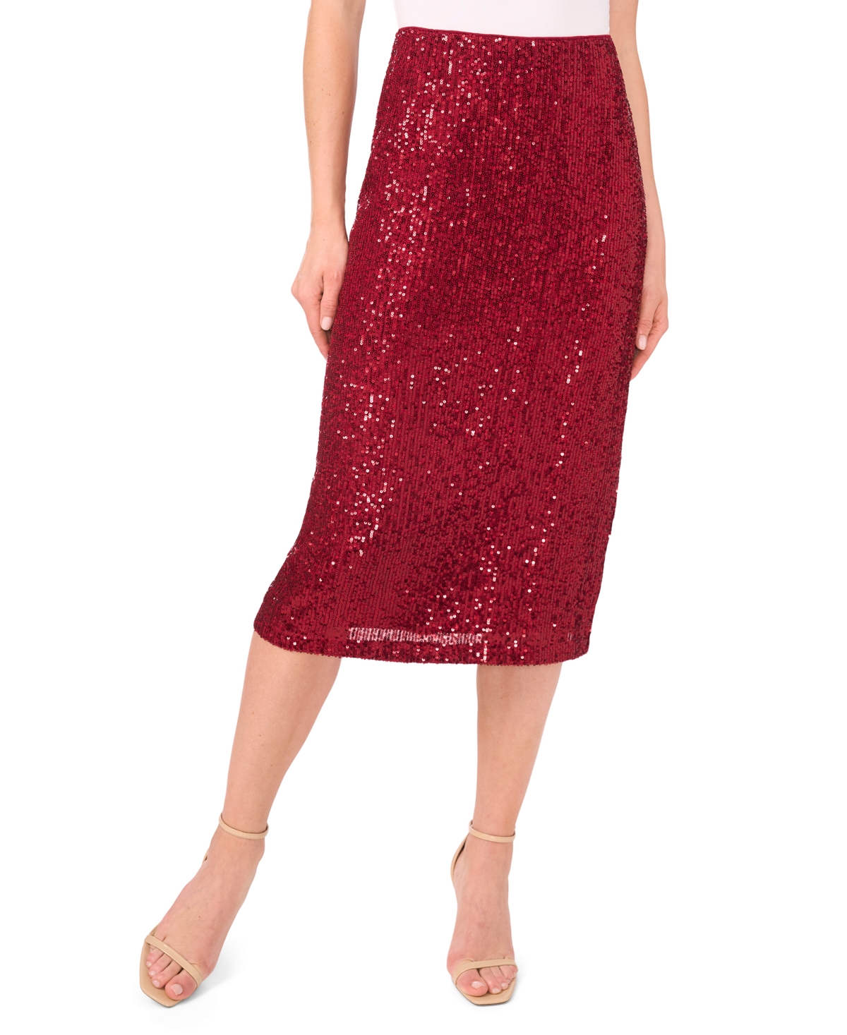 Click here for CeCe Womens Pencil Sequin Midi Skirt - Dark Wine prices