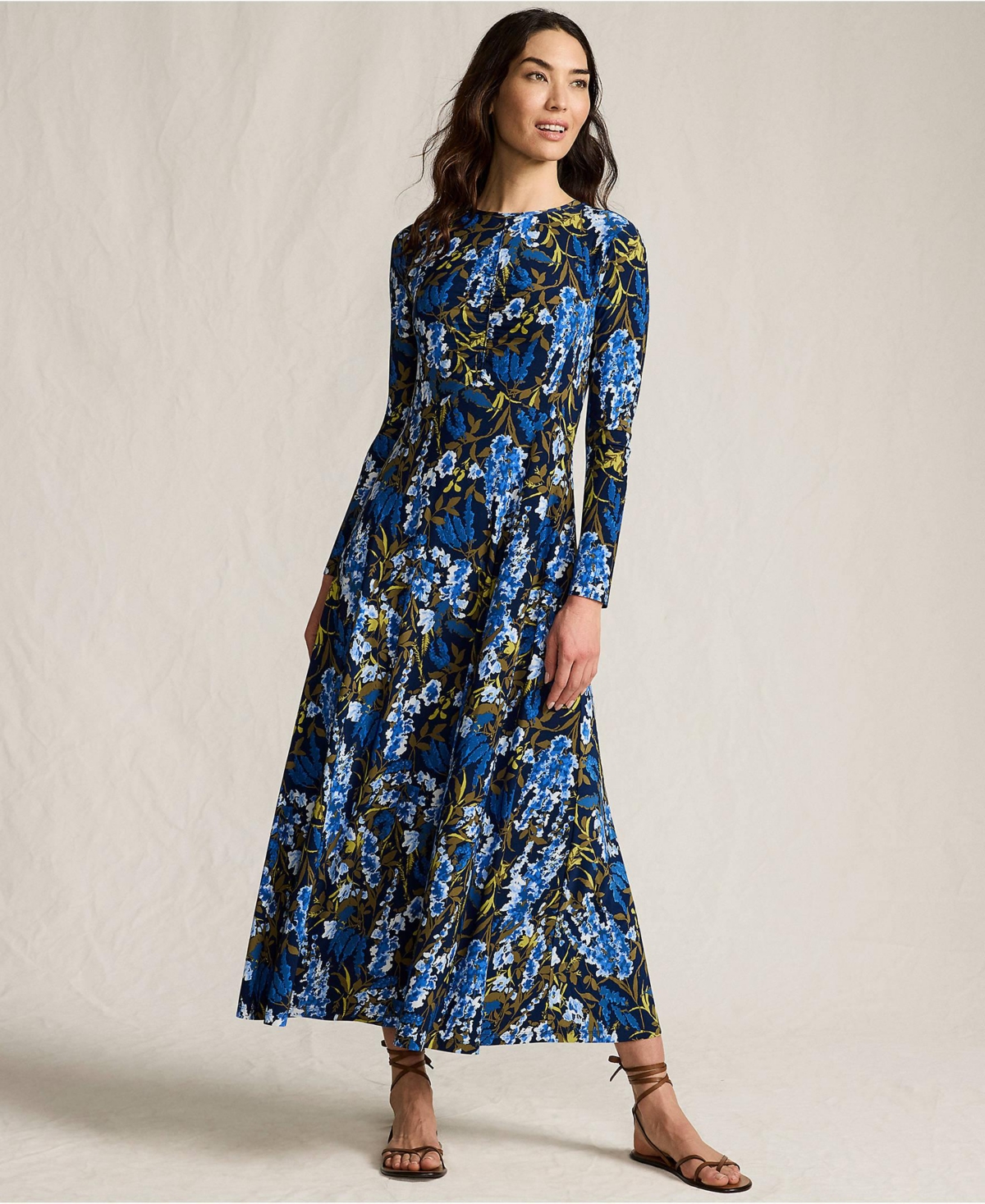 Click here for Lands End Womens Silky Knit Ruched Maxi Dress - De... prices