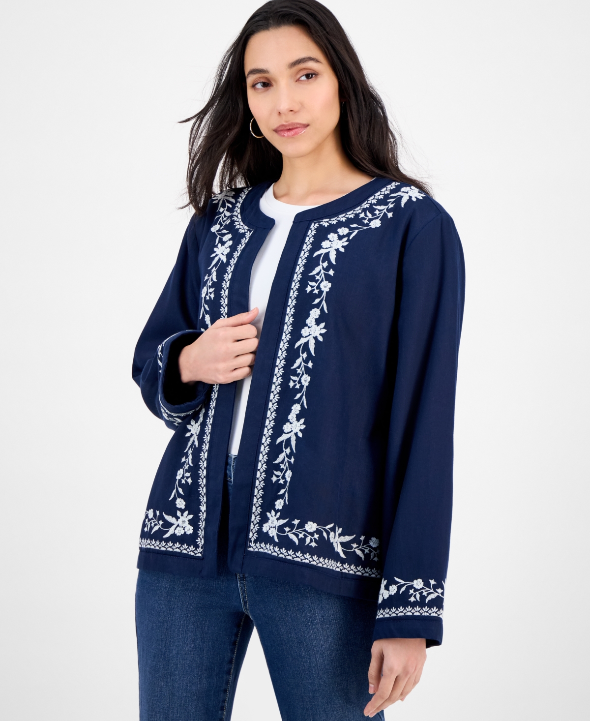 Click here for Style & Co Womens Embroidered Jacket  Macys Exclus... prices
