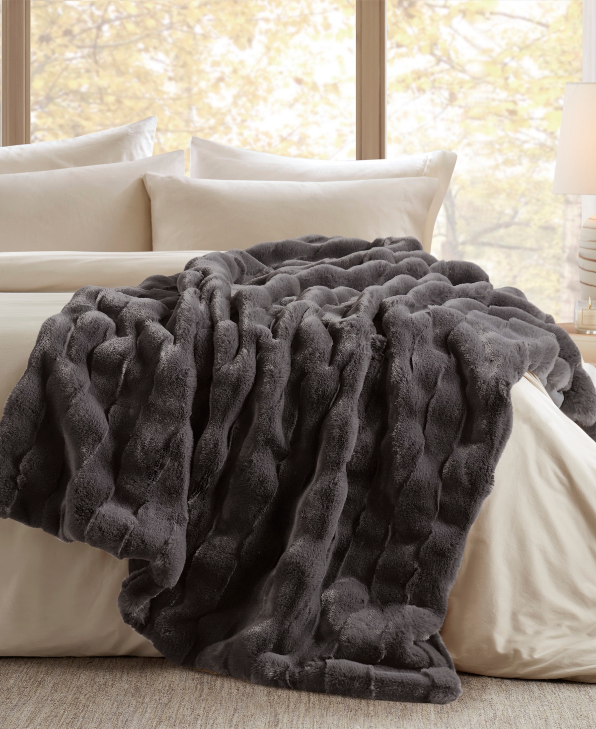 Click here for Madison Park Vivienne Faux Fur Throw  50 x 60 - Gr... prices