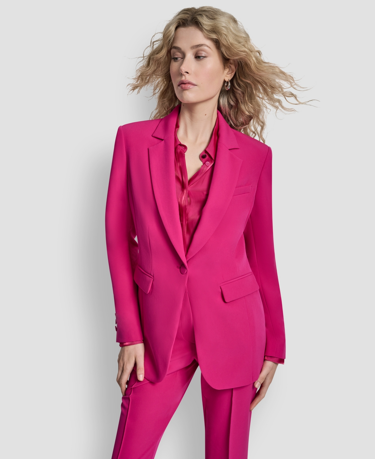 Click here for Dkny Womens Single Button Long Sleeve Blazer - Fuc... prices