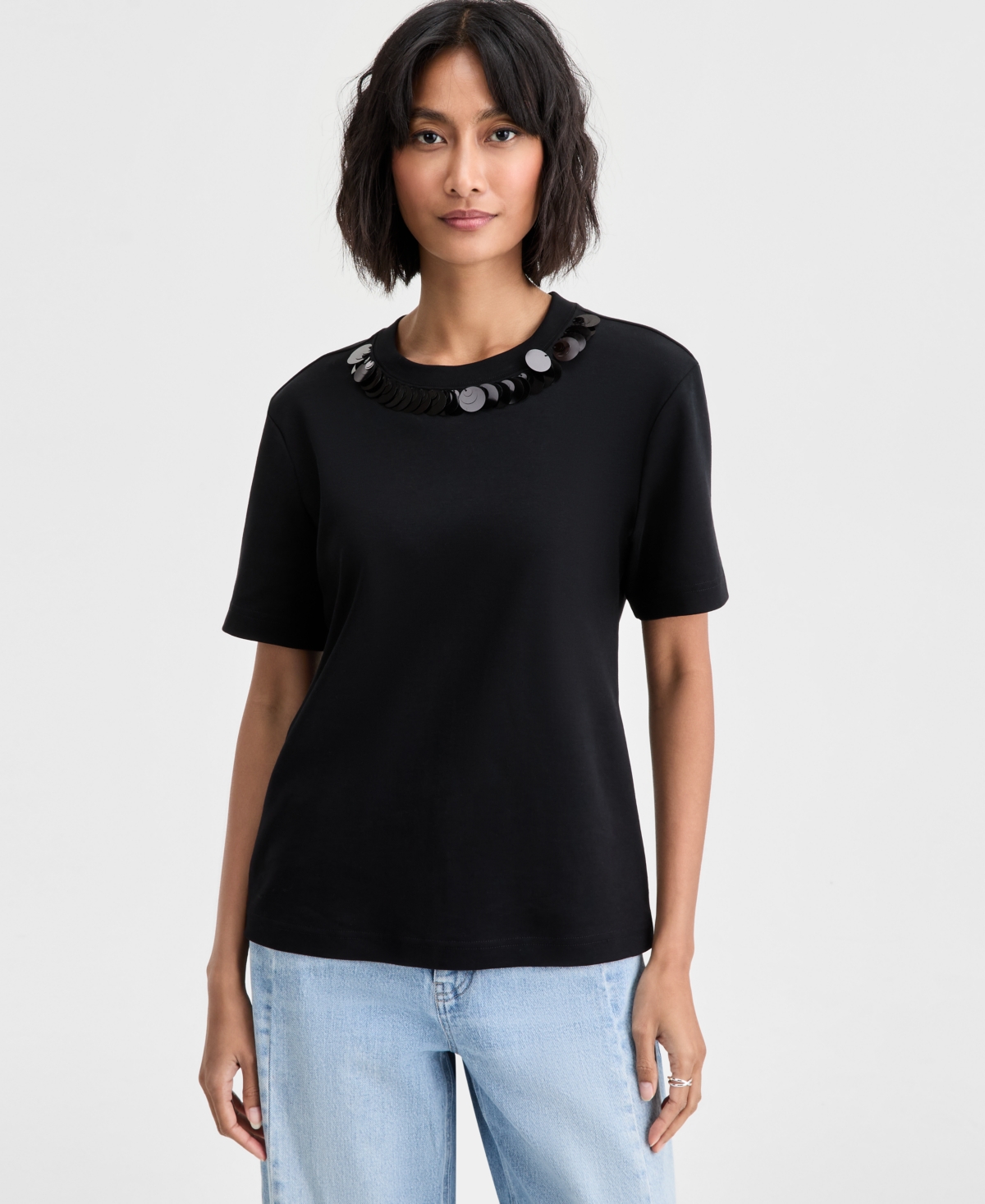 Click here for On 34th Womens Paillette Embellished T-Shirt  Macy... prices
