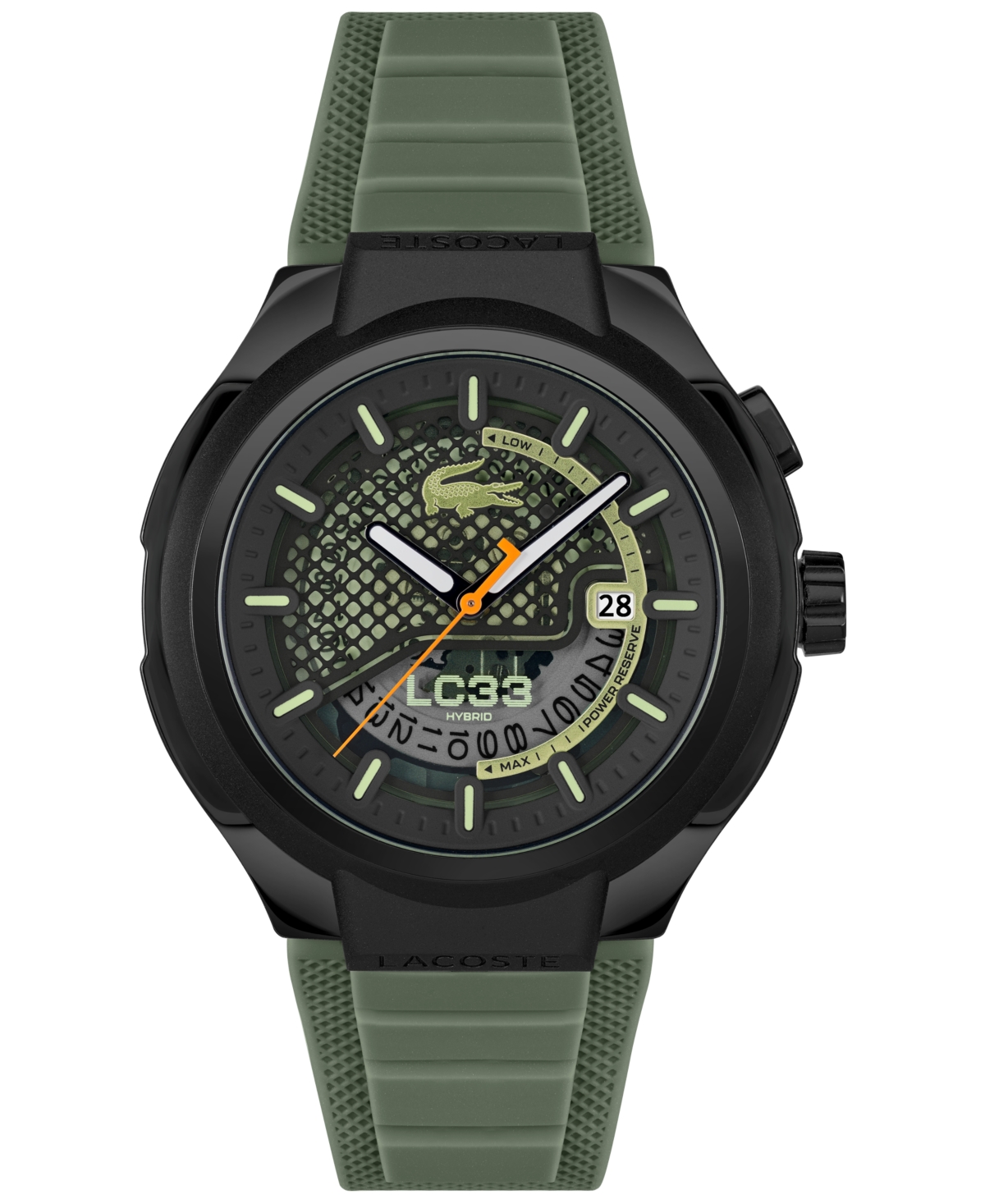 Click here for Lacoste Mens LC33 Mech Hybrid Automatic Green Sili... prices