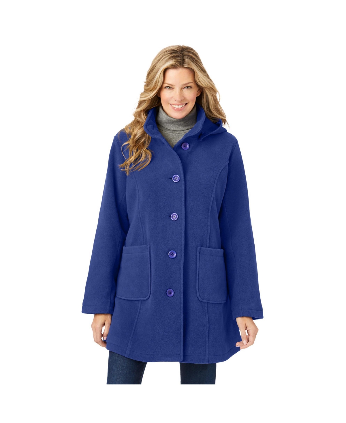 Click here for Woman Within Womens Within Hooded A-Line Fleece Co... prices
