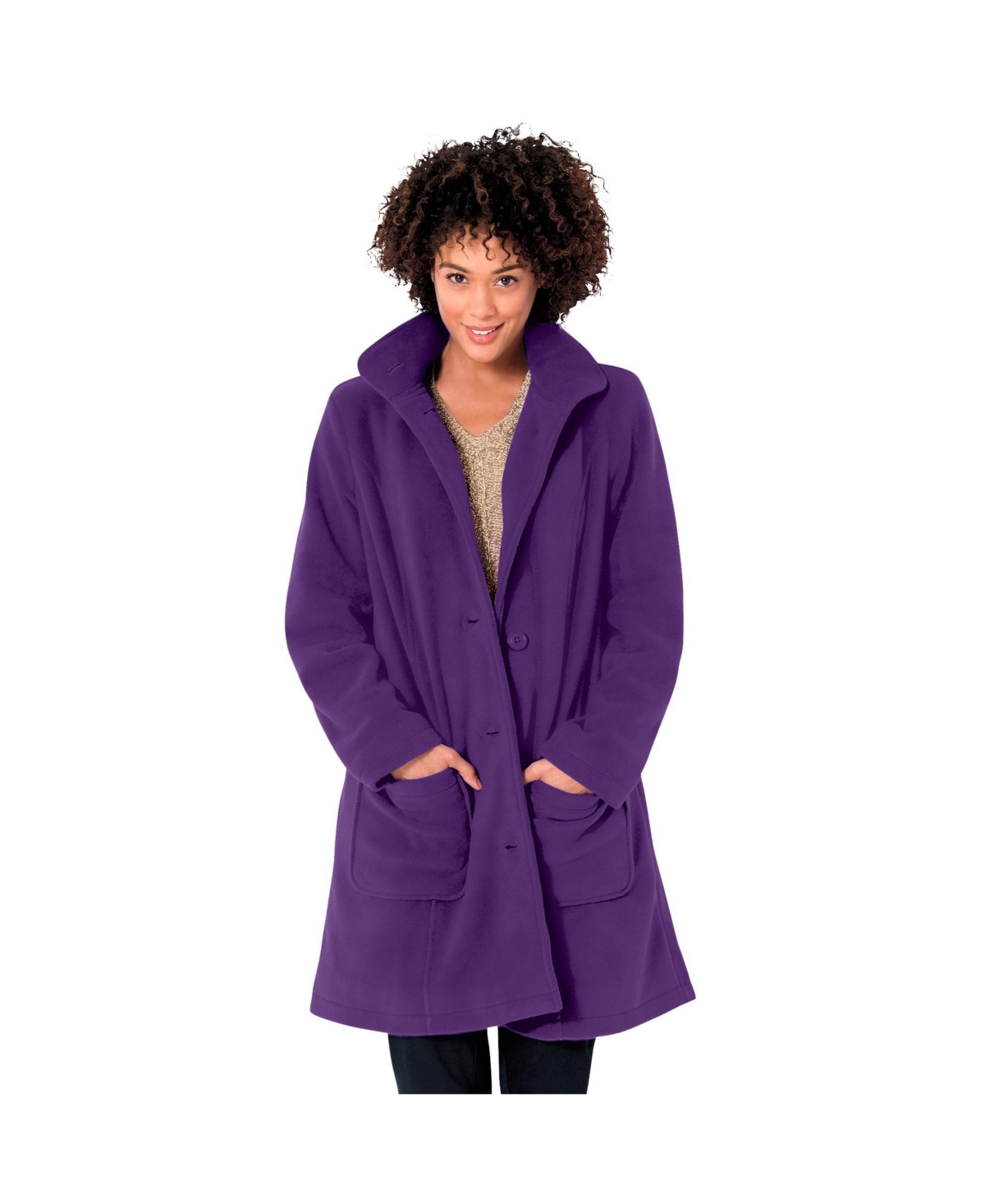 Click here for Woman Within Womens Within Hooded A-Line Fleece Co... prices