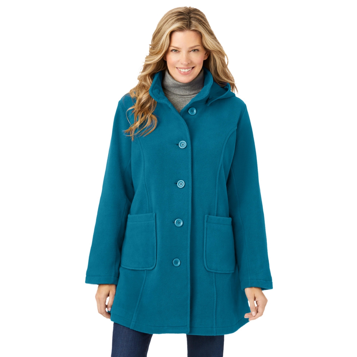 Click here for Woman Within Womens Within Hooded A-Line Fleece Co... prices