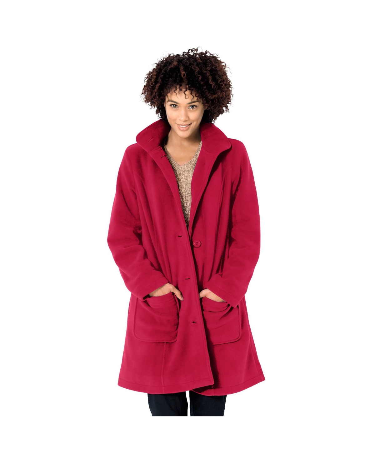 Click here for Woman Within Womens Within Hooded A-Line Fleece Co... prices