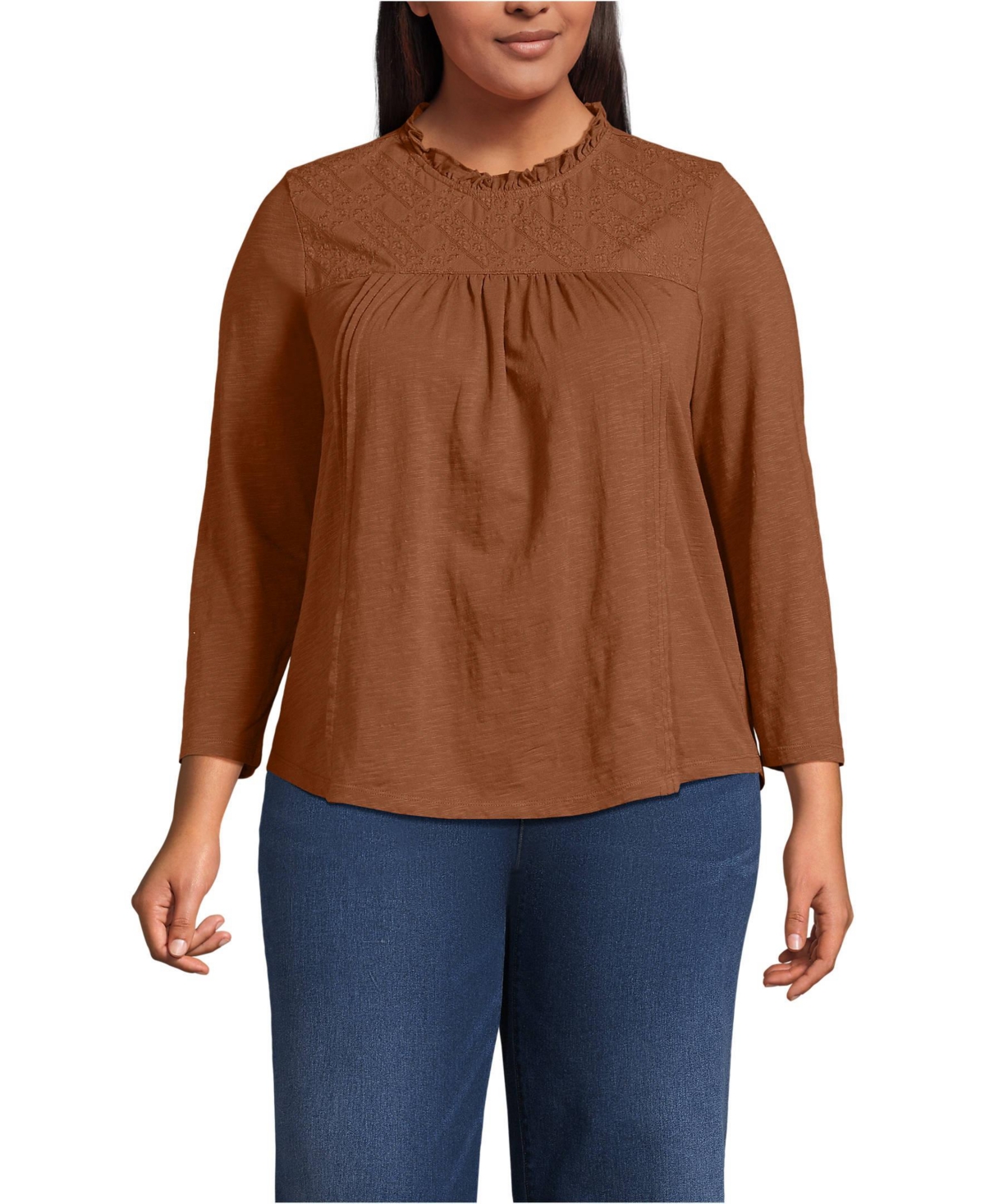 Click here for Lands End Womens Plus Size 3/4 Sleeve Cotton Slub... prices