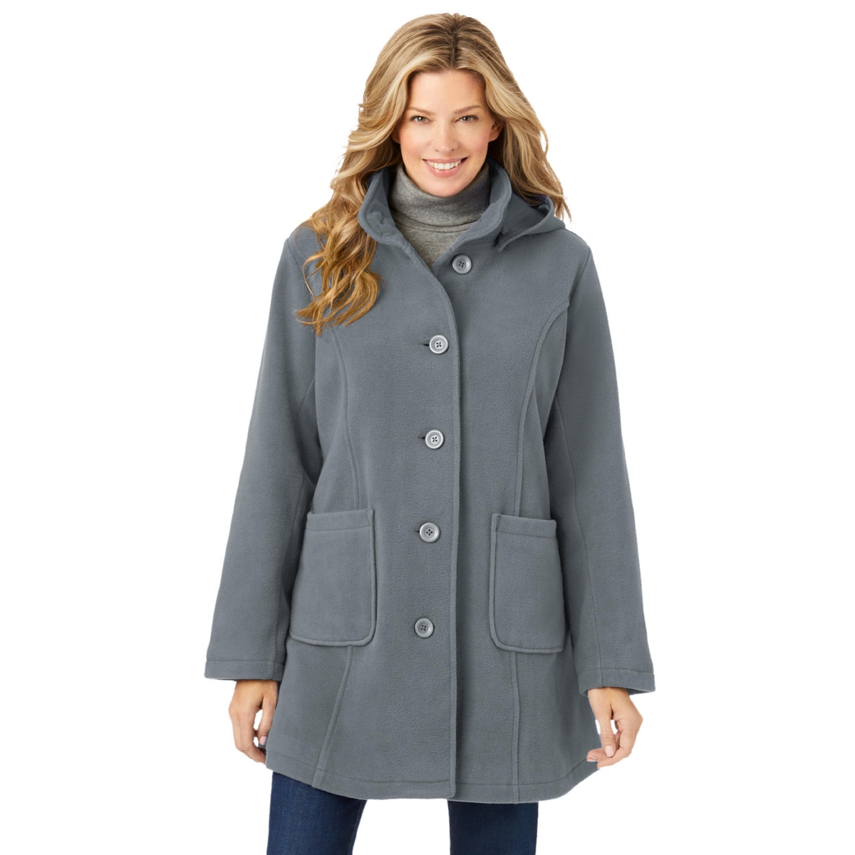 Click here for Woman Within Womens Within Hooded A-Line Fleece Co... prices