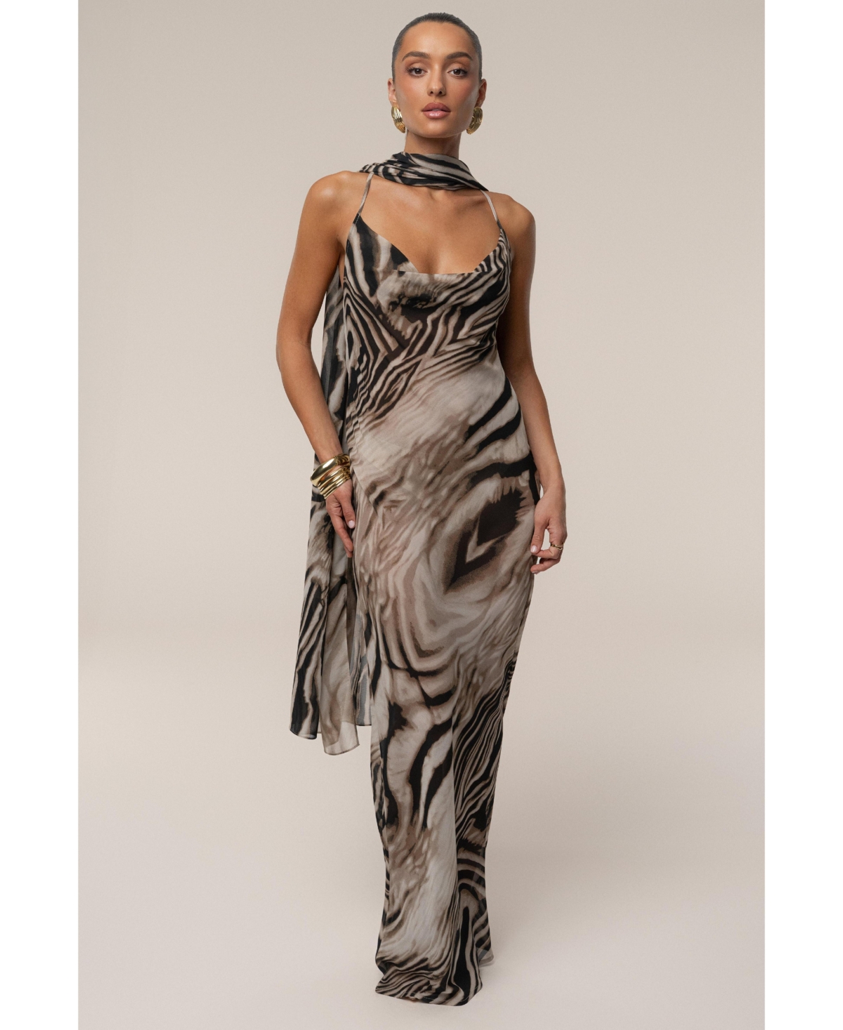 Click here for Jluxlabel Zebra Print Infinite Journey Maxi Dress... prices