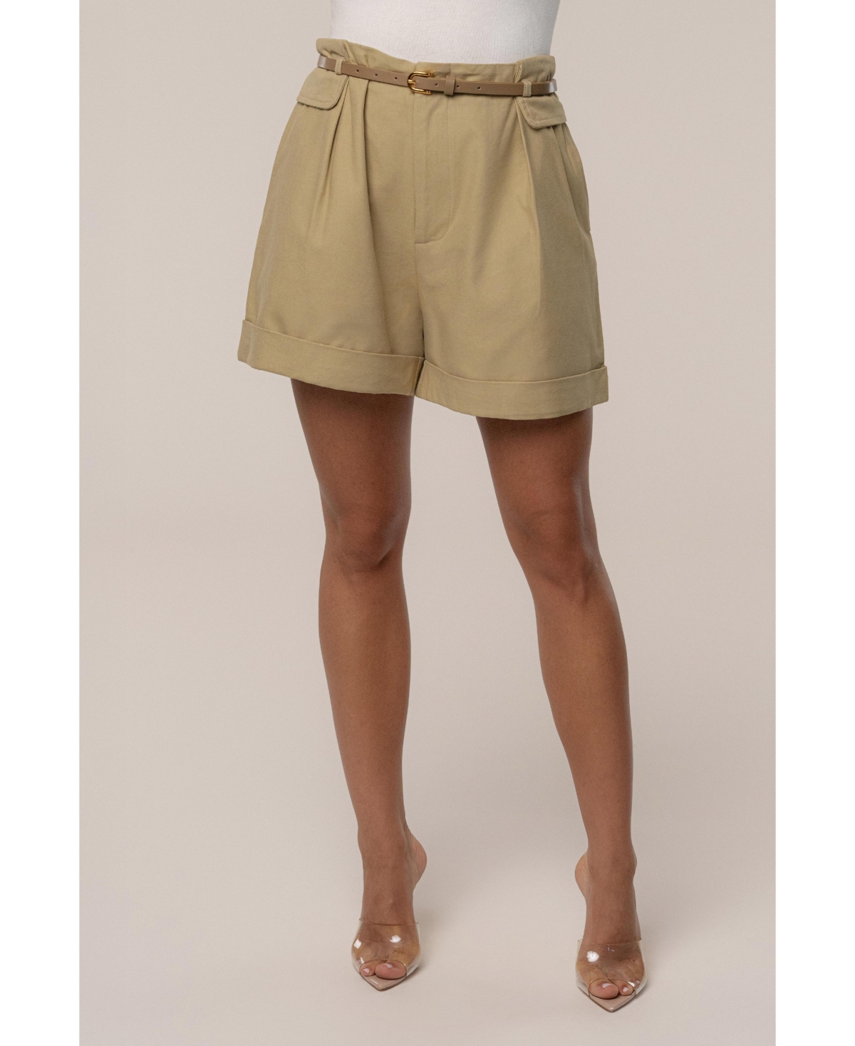 Click here for Jluxlabel Belted Cargo Shorts - Beige prices