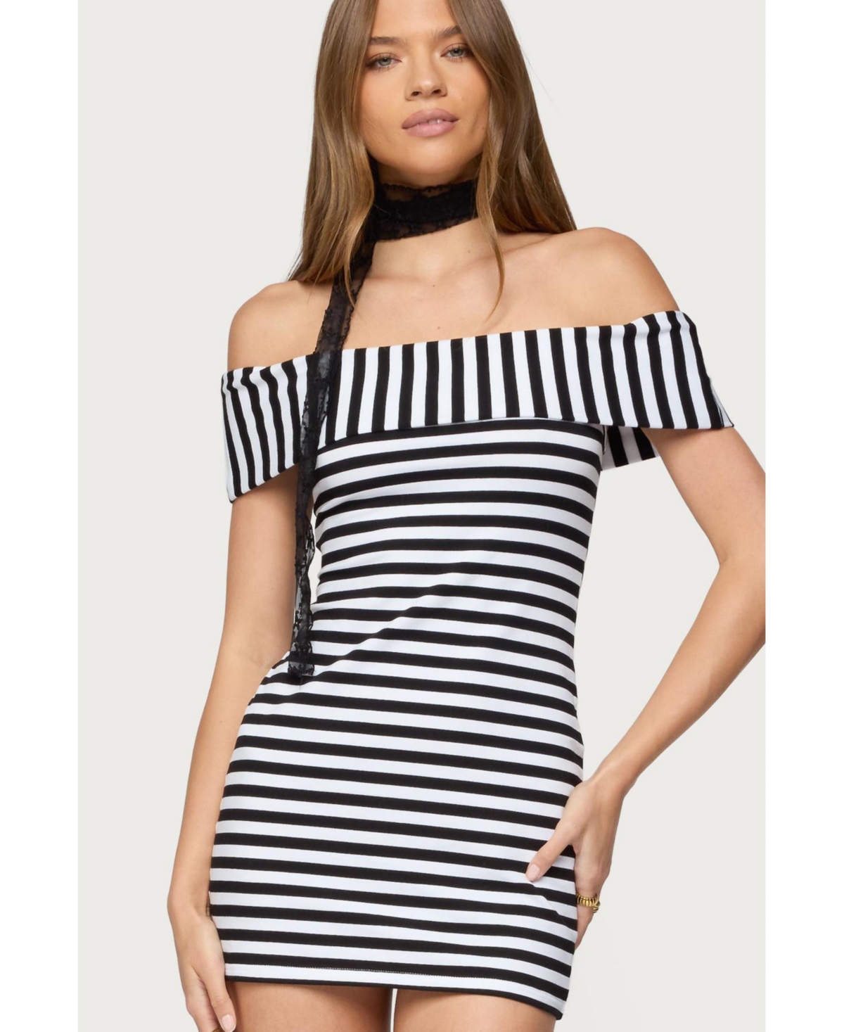 Click here for Edikted Womens Zivi Fold Over Striped Mini Dress -... prices