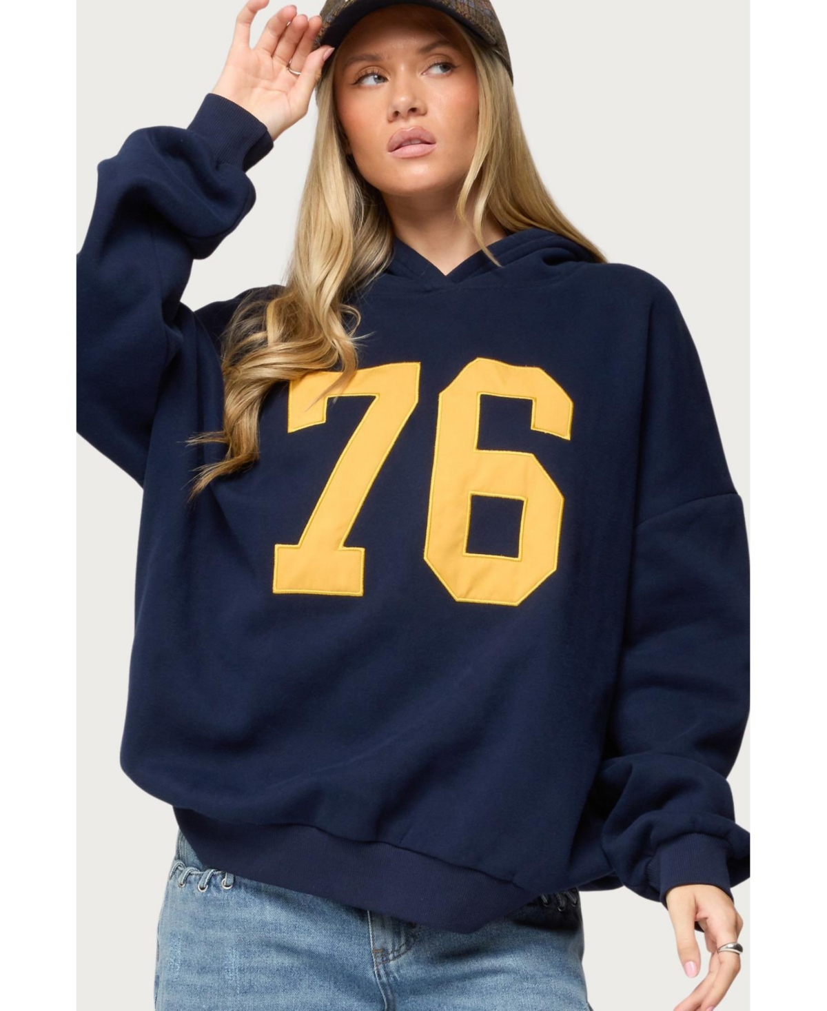 Edikted Womens Rhyan 76 Oversized Hoodie - Navy