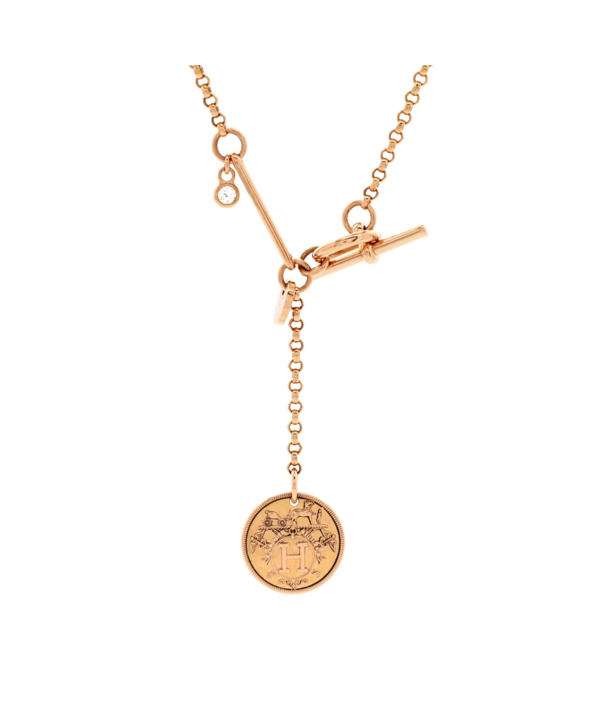 Click here for Pre-Owned Hermes Ex-Libris Pendant Necklace - 18k... prices