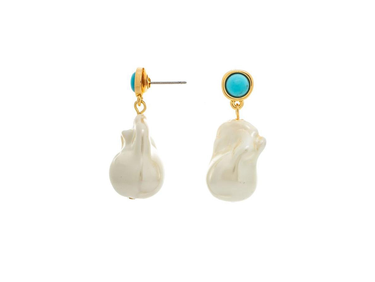Click here for Turquoise and Baroque Shell Pearl Drop Earring - W... prices