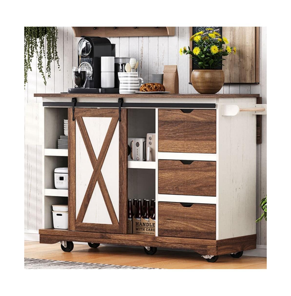 Click here for Maison Boucle 55.5 Farmhouse Kitchen Island with D... prices