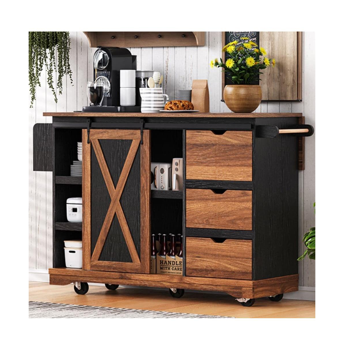 Click here for Maison Boucle 55.5 Farmhouse Kitchen Island with D... prices