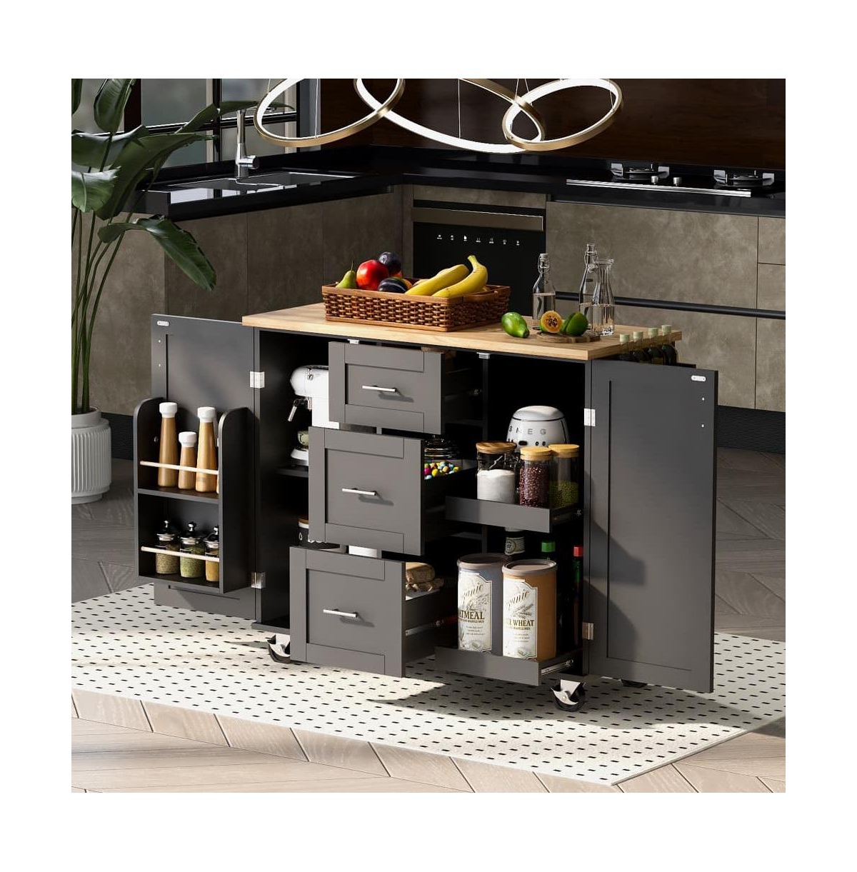 Click here for Maison Boucle 50 Rolling Kitchen Island with Rubbe... prices