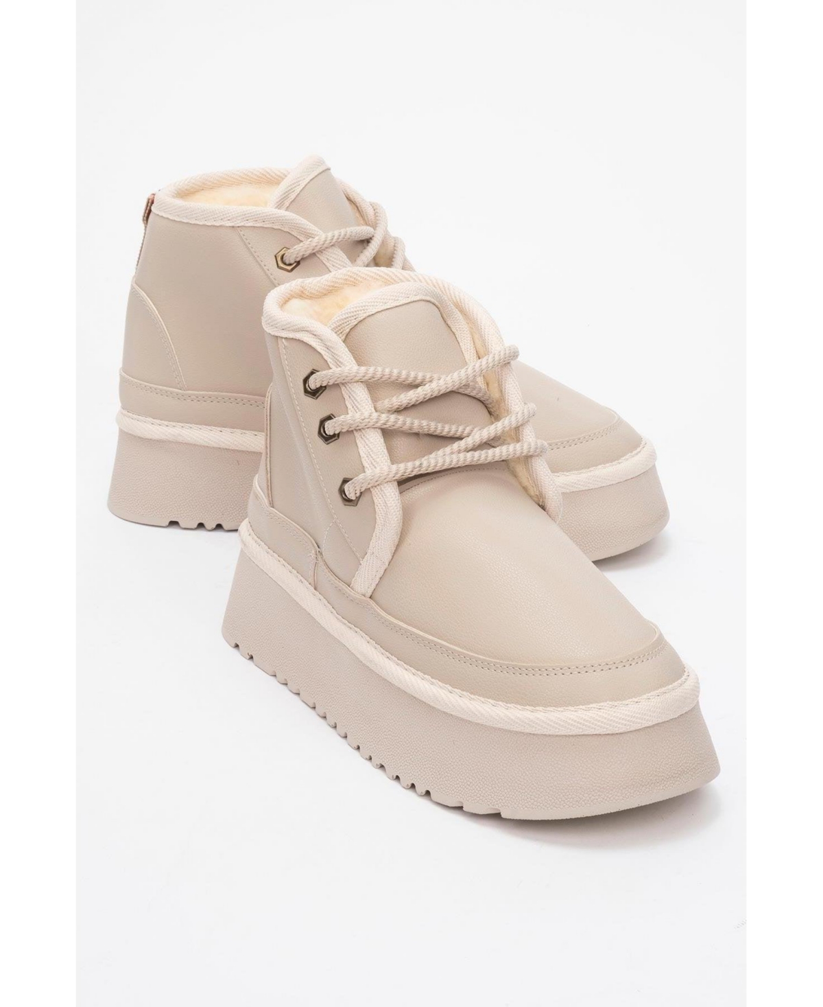 Click here for Prologue Shoes Ovela Chunky Boot (Women) - Beige f... prices