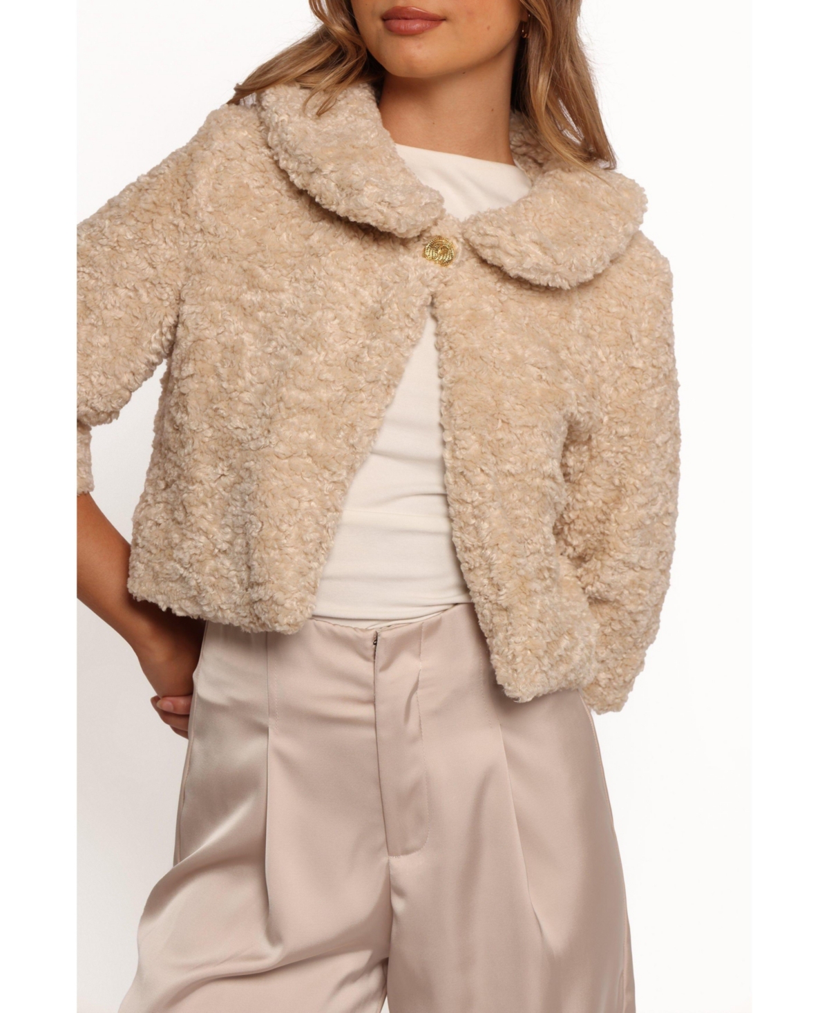 Click here for Petal and Pup Womens Lucie Faux Fur Crop Jacket -... prices