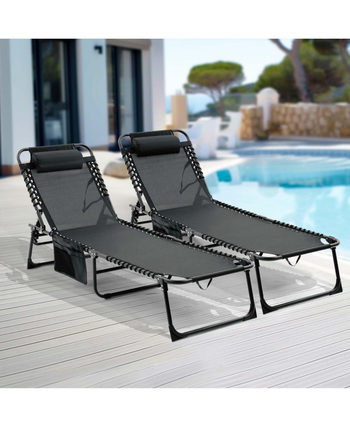 Click here for Streamdale Folding Chaise Lounge Set Reclining  Me... prices
