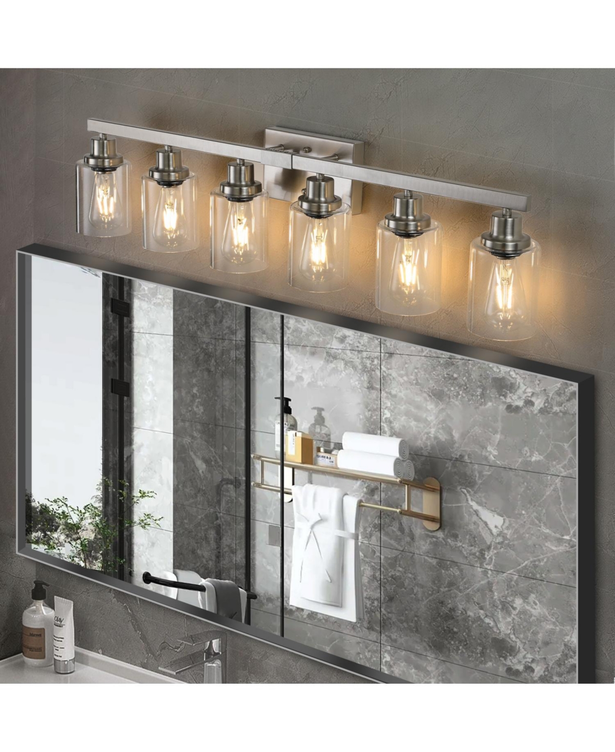 Click here for Streamdale Furniture Brushed Nickel 6-Light Vanity... prices