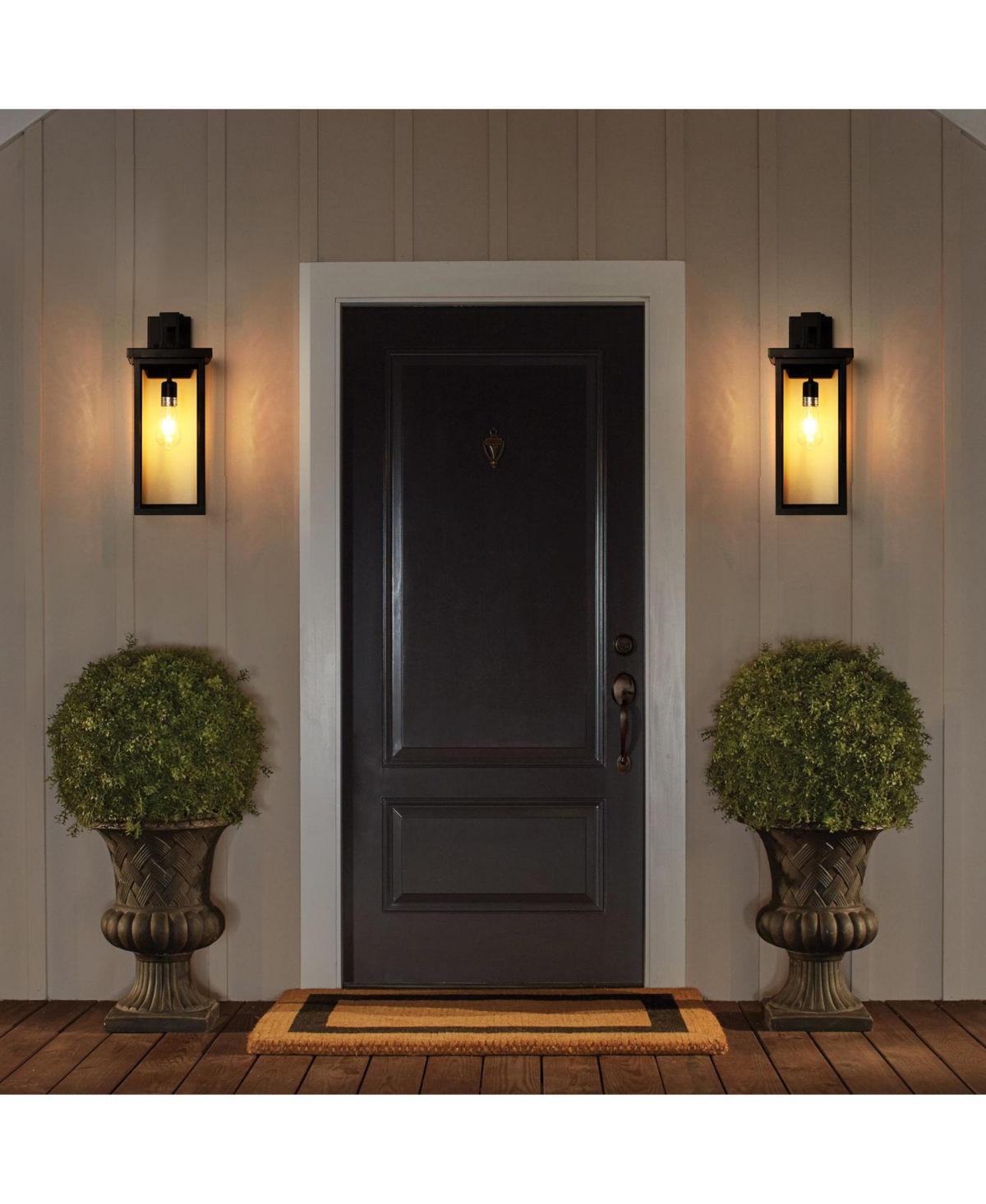 Streamdale Modern Wall Lanterns  Black Metal  Ambient Sensors  Weatherproof Wall Sconces (Set of 2) - Black