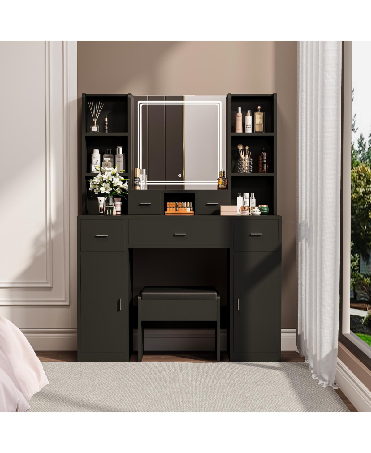 Click here for Streamdale Black Led Dressing Table with Hair Drye... prices